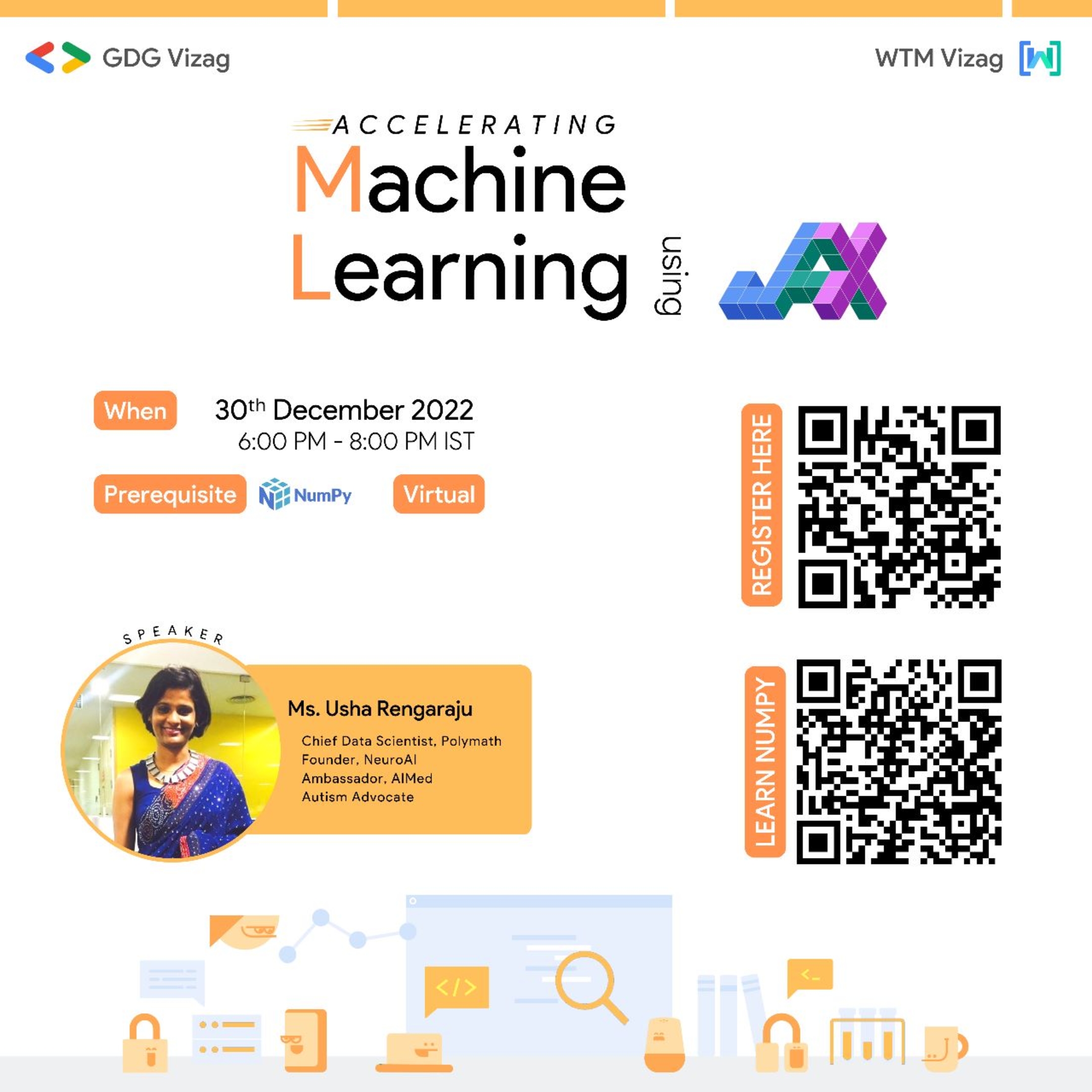 See Accelerating Machine Learning using JAX by Usha Rengaraju, a Kaggle Grandmaster at Google ...